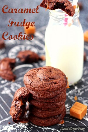 Caramel chocolate fudge brownie cookies recipe